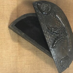 Vintage African Tribal Box Carved Wood Kuba Tukula Box Congo Box ...