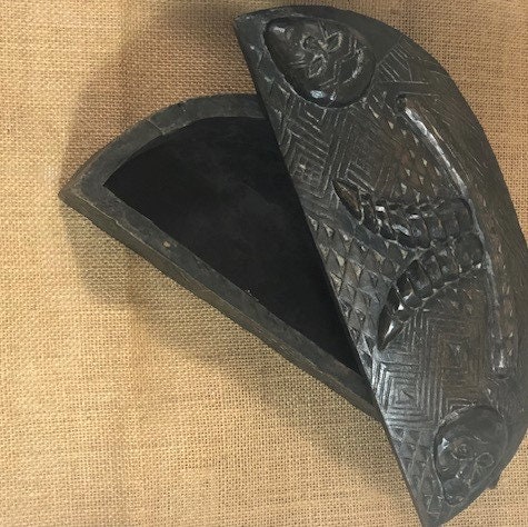 Vintage African Tribal Box Carved Wood Kuba Tukula Box Congo Box ...