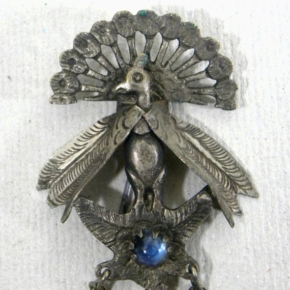 Rare Peruvian Peacock Pin, c1930s, Handmade, Primitiv… - Gem