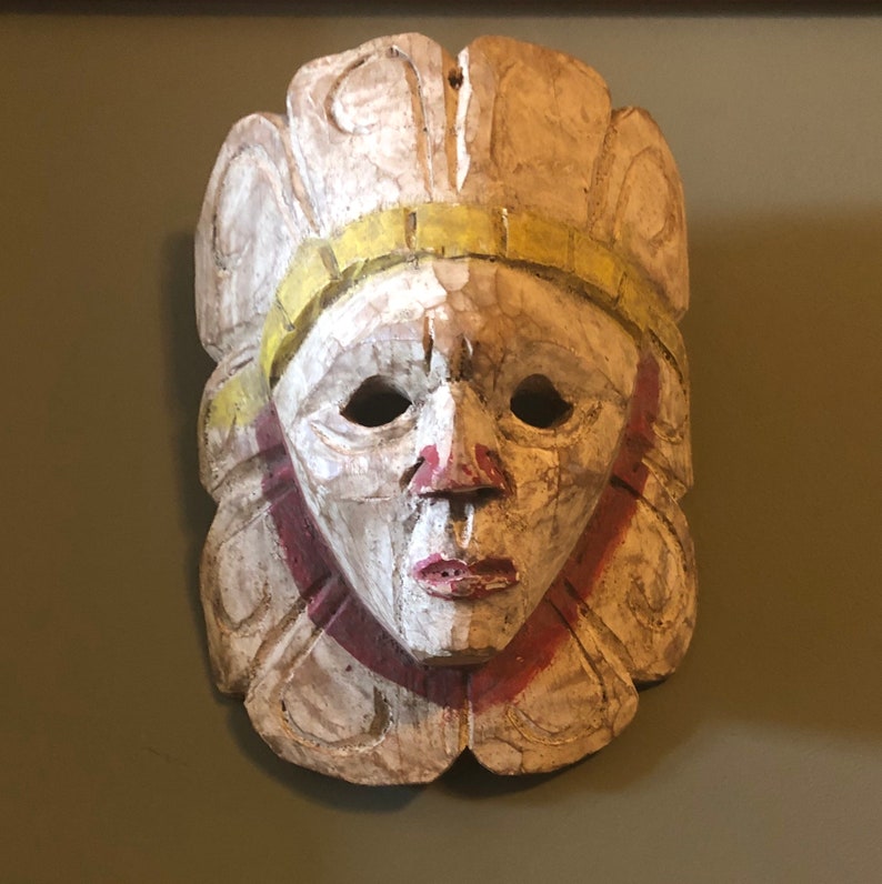 Vintage Mayan King Wooden Mask Guatemalan Hand Carved Hand - Etsy