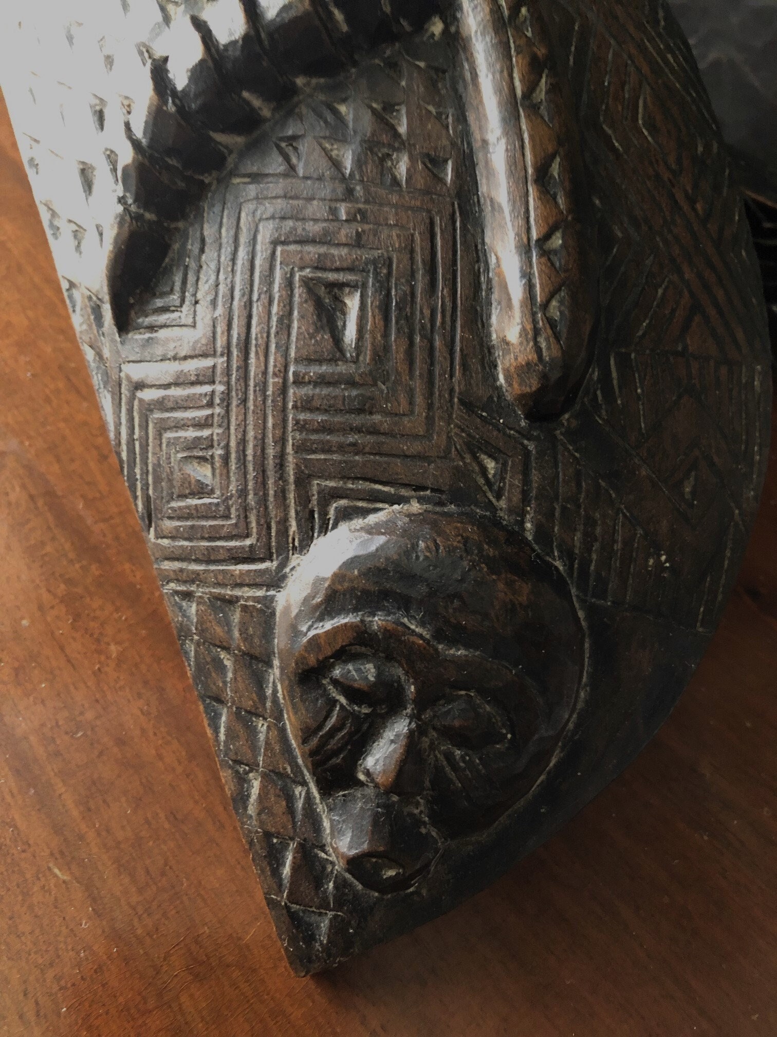 Vintage African Tribal Box Carved Wood Kuba Tukula Box Congo Box ...