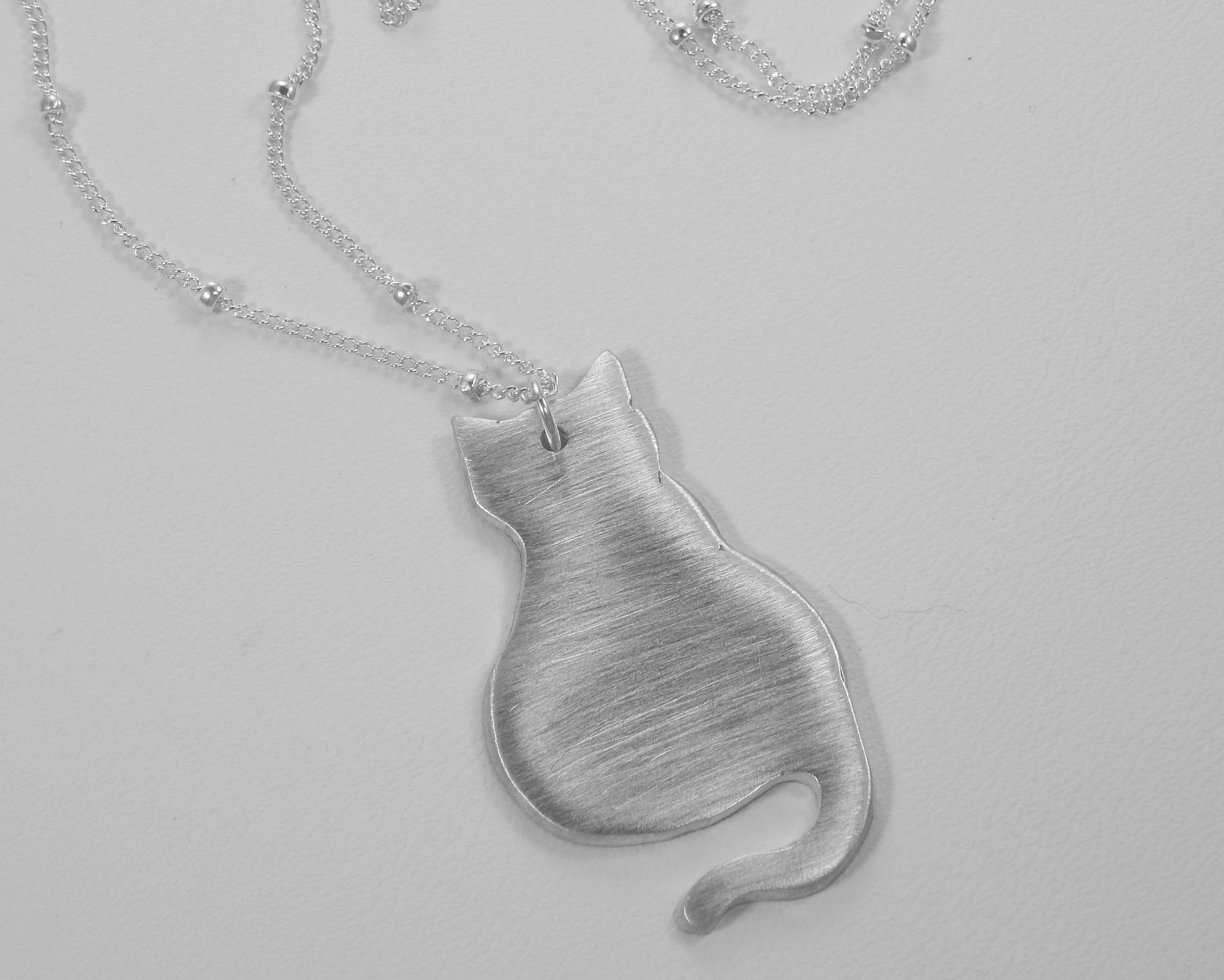 Fine Silver Cat Necklace. Precious Metal Clay. PMC. Cat - Etsy