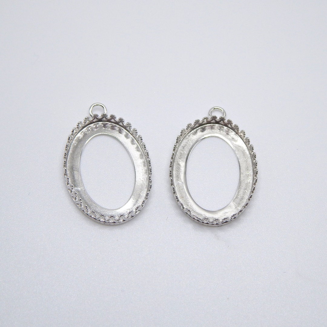 Clearance Set of Two 18mm X 25mm Argentium Silver Gallery Wire Bezels ...
