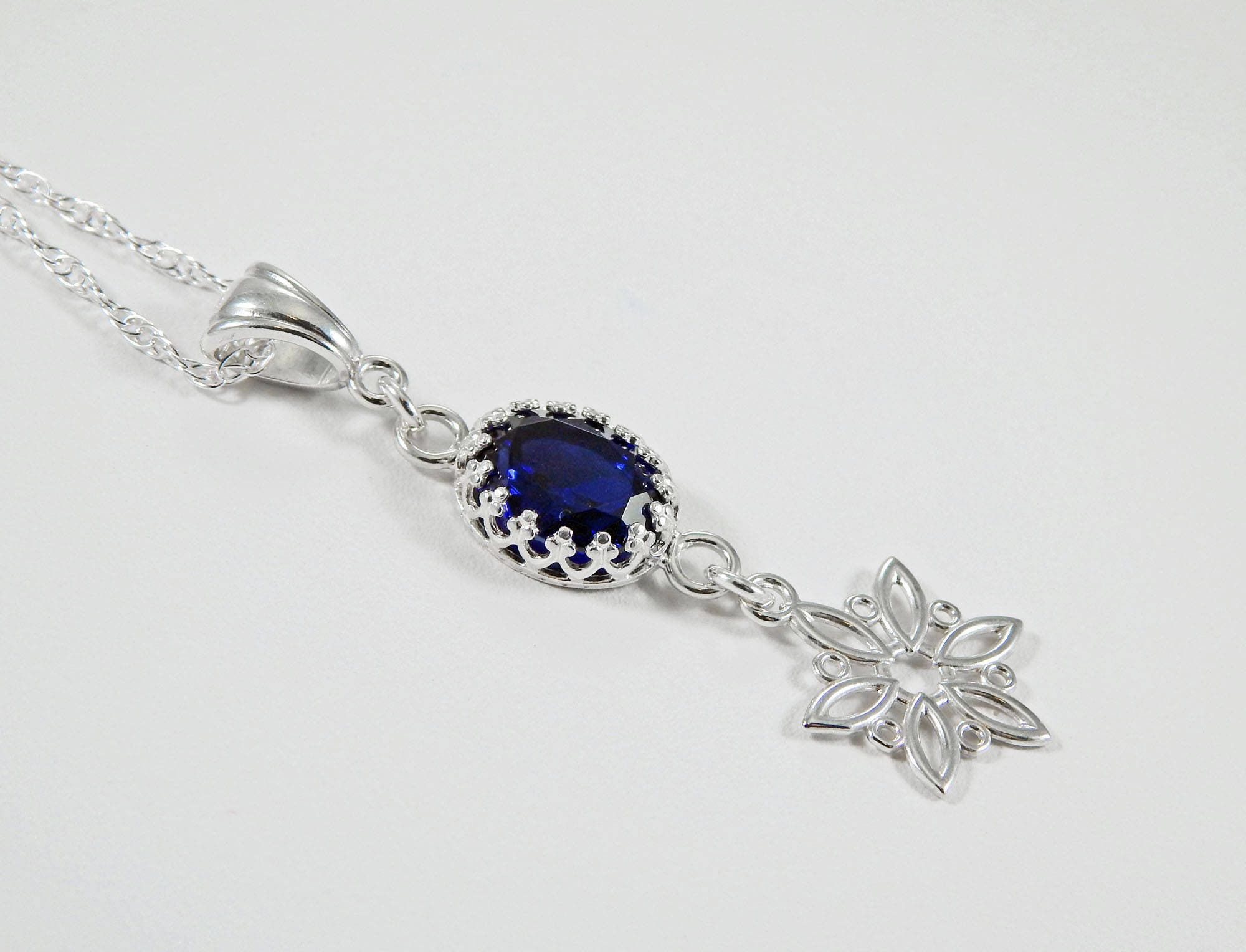 Sapphire Necklace. Snowflake Necklace. Sapphire With Snowflake - Etsy UK