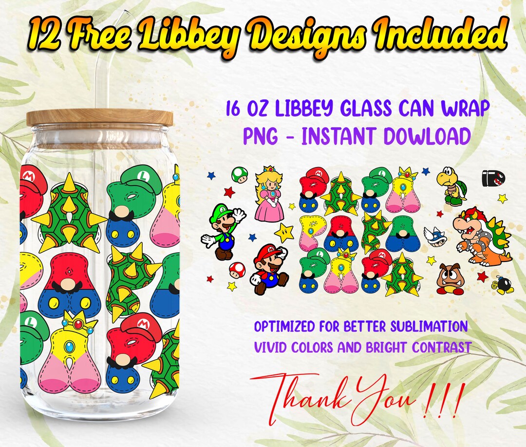 Cartoon 16oz Libbey Glass Can, Super Dad PNG Sublimation, Papa Libbey ...