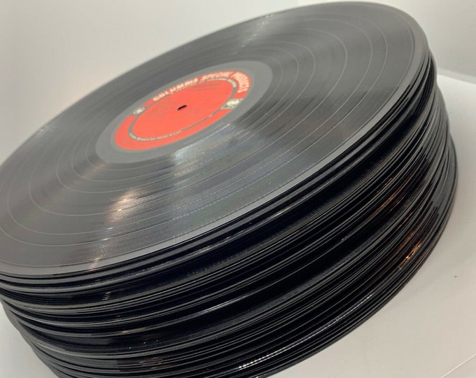 12 Random Used Vinyl Record Albums WITHOUT Jackets for Crafting ...