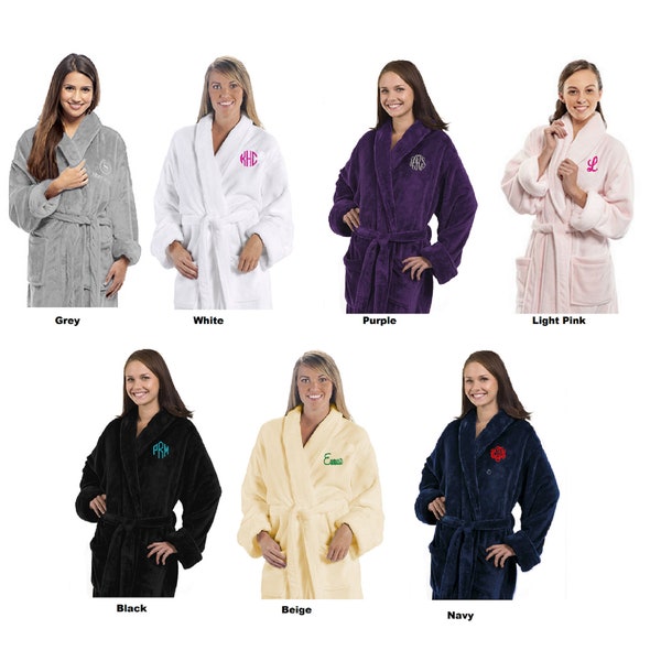 Embroidered Fleece Robe - Etsy