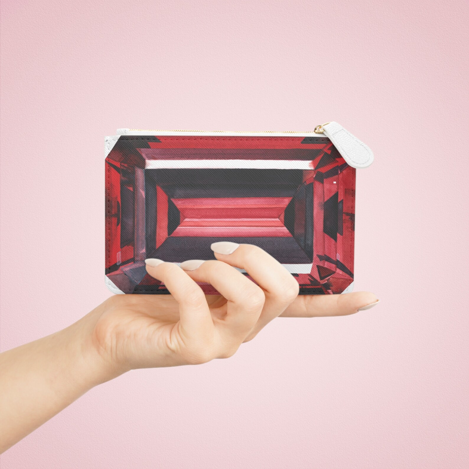 Ruby Red Coin Purse, Watercolor Gemstone Mini Clutch Bag, Small Crystal ...