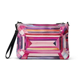 Pink Sapphire Crossbody Purse, Bag With Strap and Pockets, Unique ...