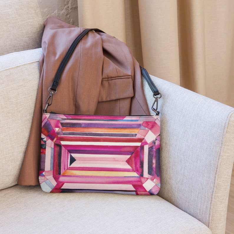 Pink Sapphire Crossbody Purse, Bag With Strap and Pockets, Unique ...
