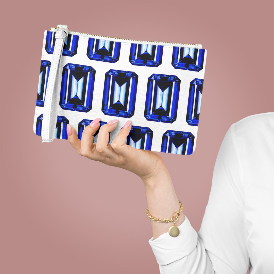 Sapphire Blue Watercolor Pattern Gemstone Clutch Bag, Art Print, Small ...