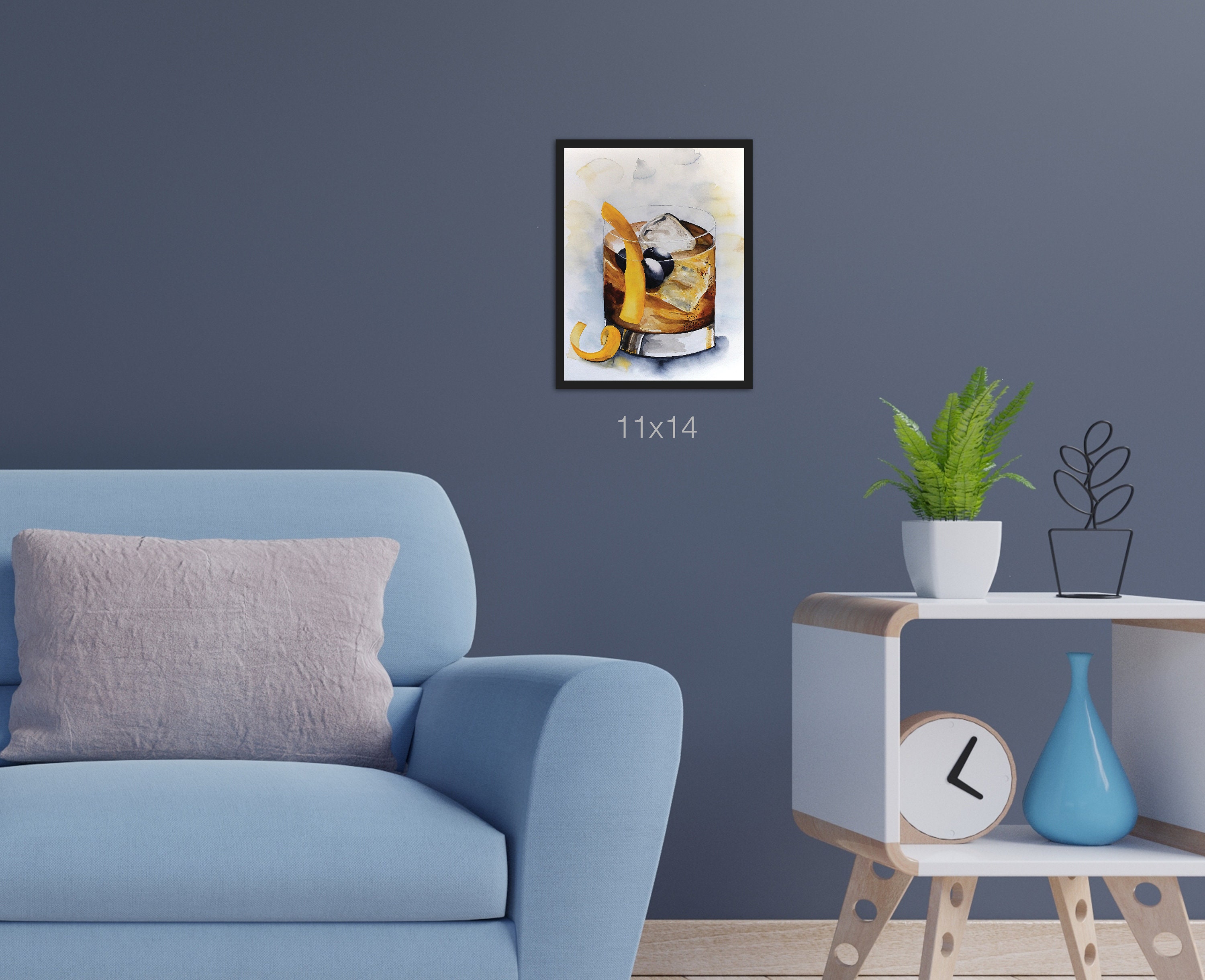 Bourbon Old Fashioned, Watercolor Art Print, Watercolor Drink Print ...