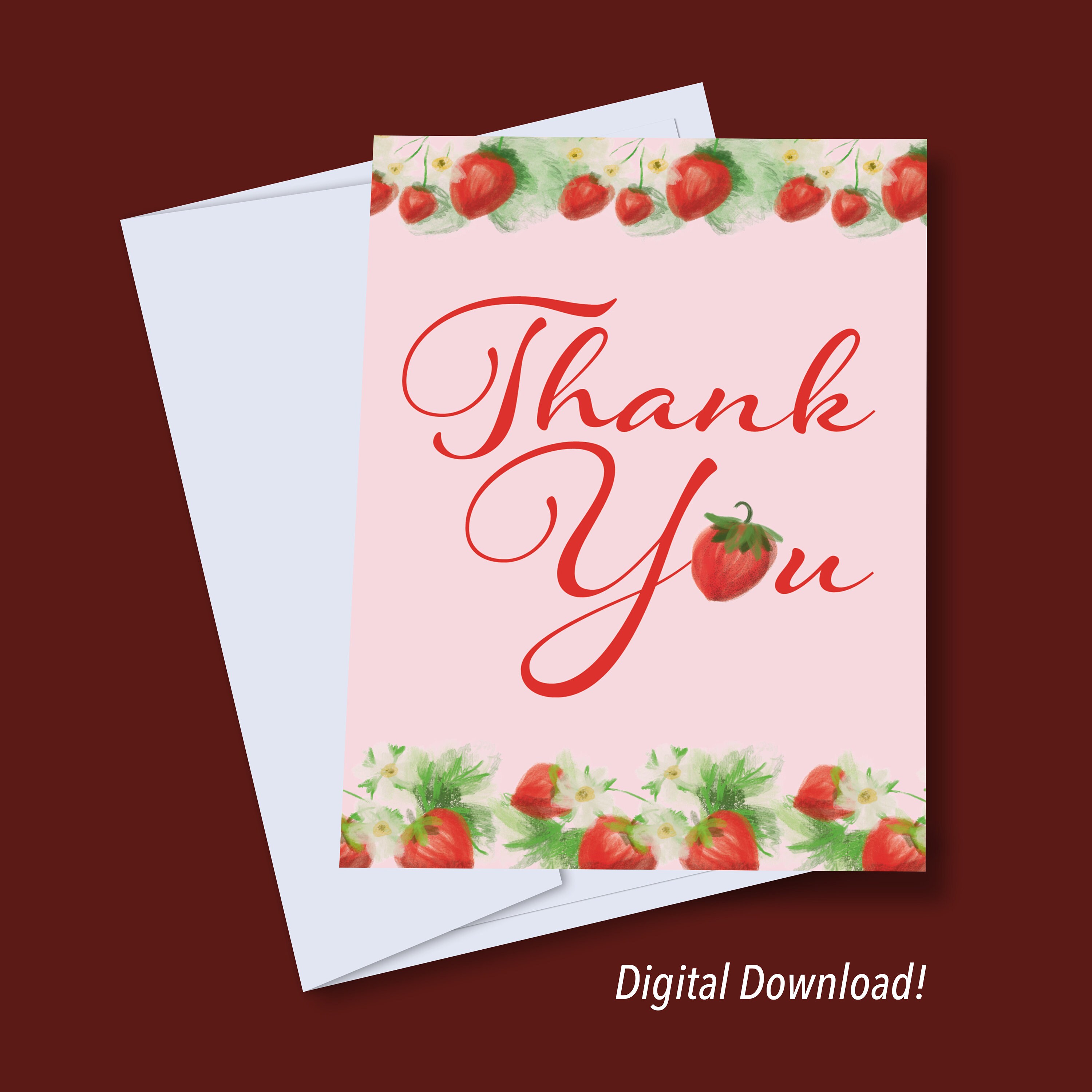Strawberry Birthday Thank You Card, Berry Special Thank You ...
