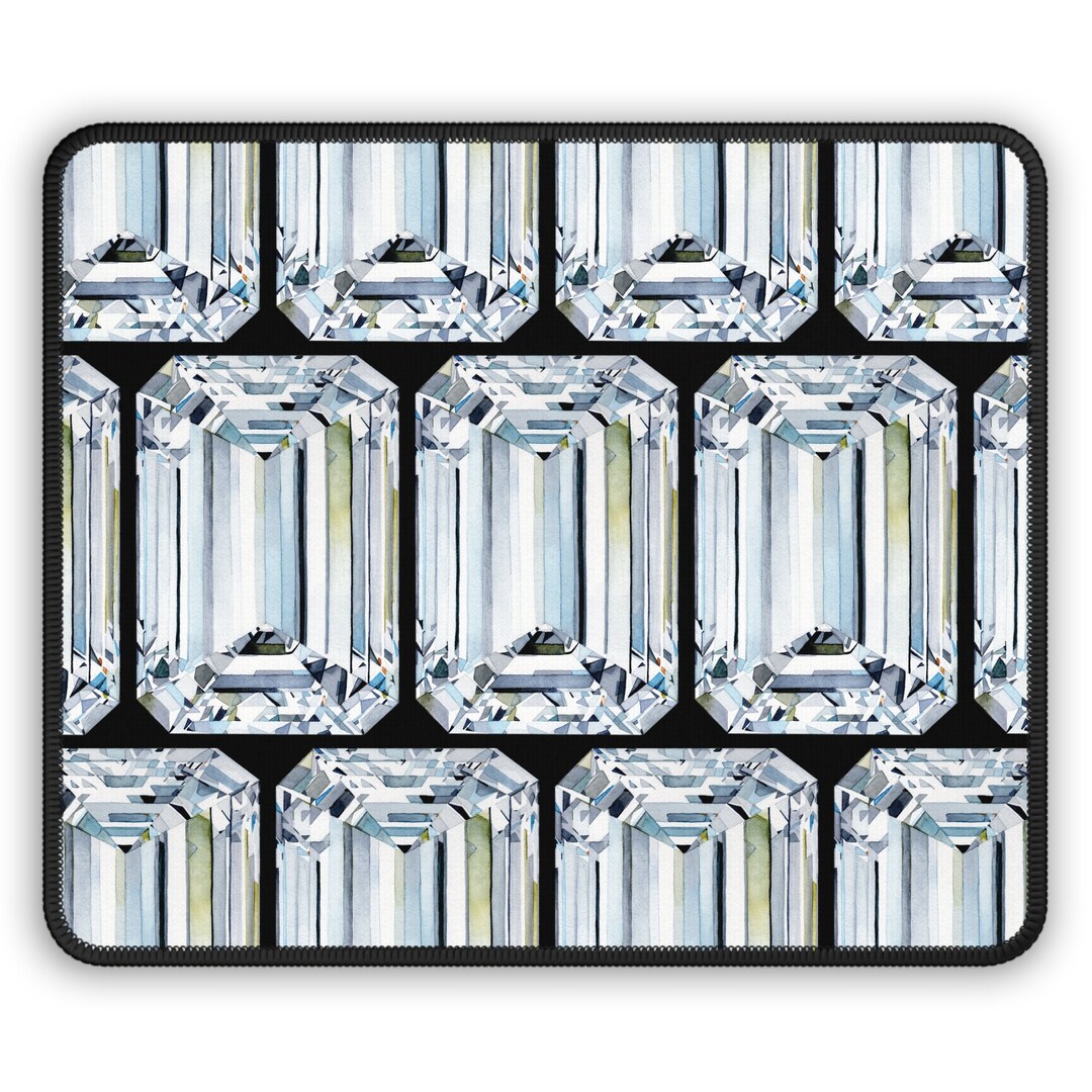 Diamond Gemstone Pattern Gaming Mouse Pad, Watercolor Design, Jewelry ...