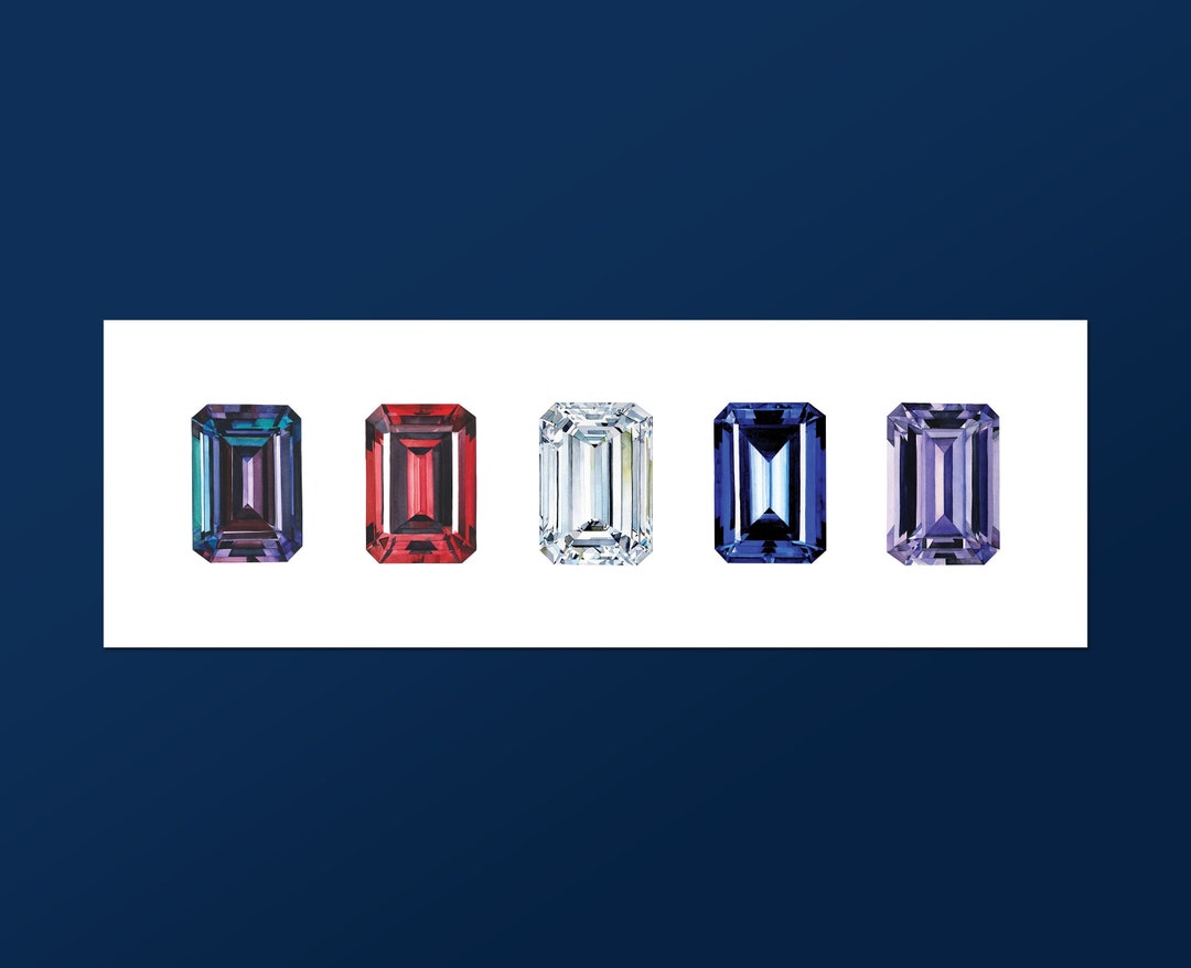 Multi Gemstone and Diamond Watercolor Painting, Jewelry Home Wall ...