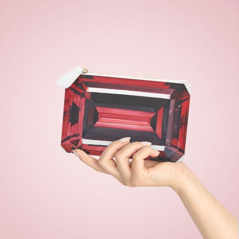 Ruby Red Coin Purse, Watercolor Gemstone Mini Clutch Bag, Small Crystal ...