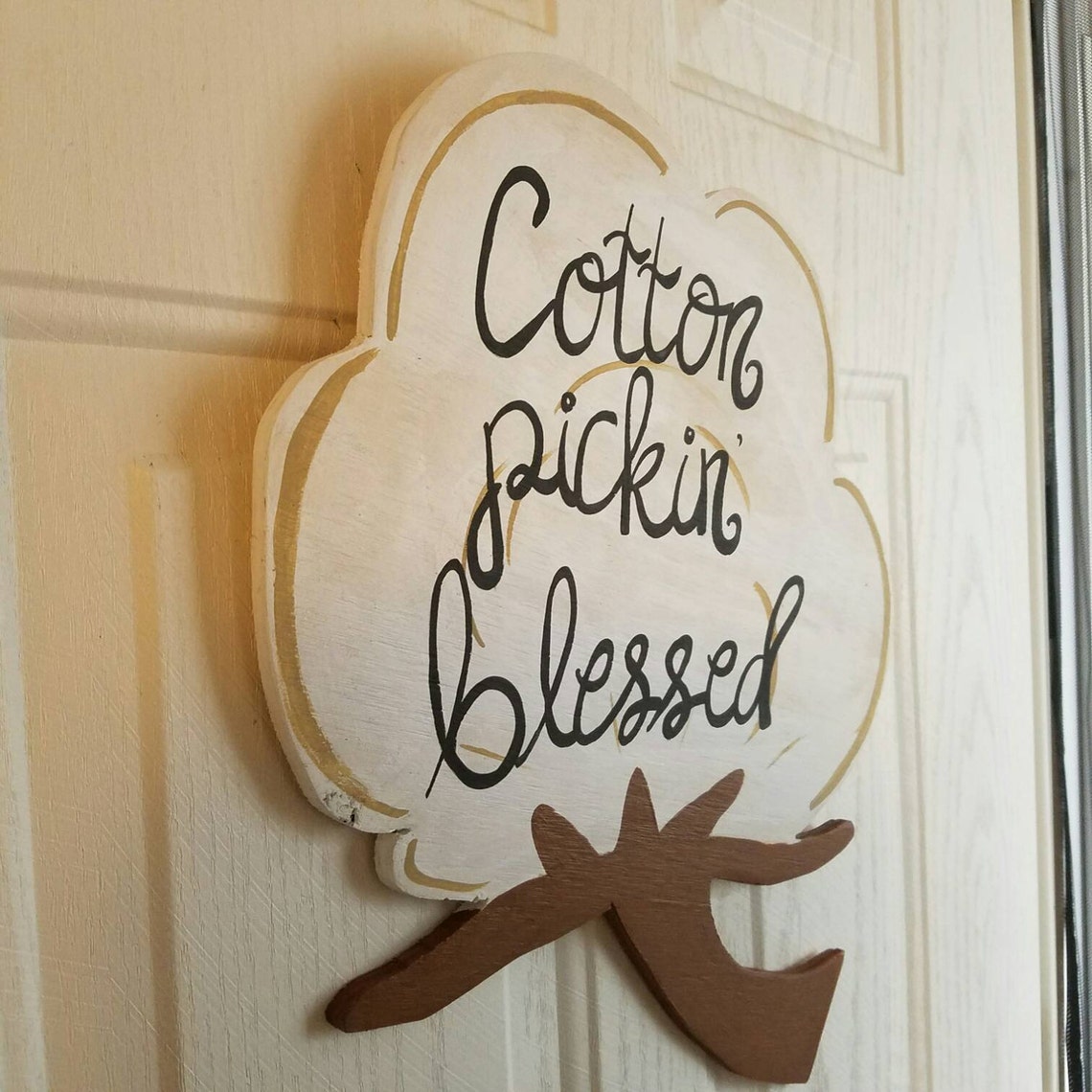 Southern Door Hanger Cotton Door Sign Cotton Pickin Blessed | Etsy