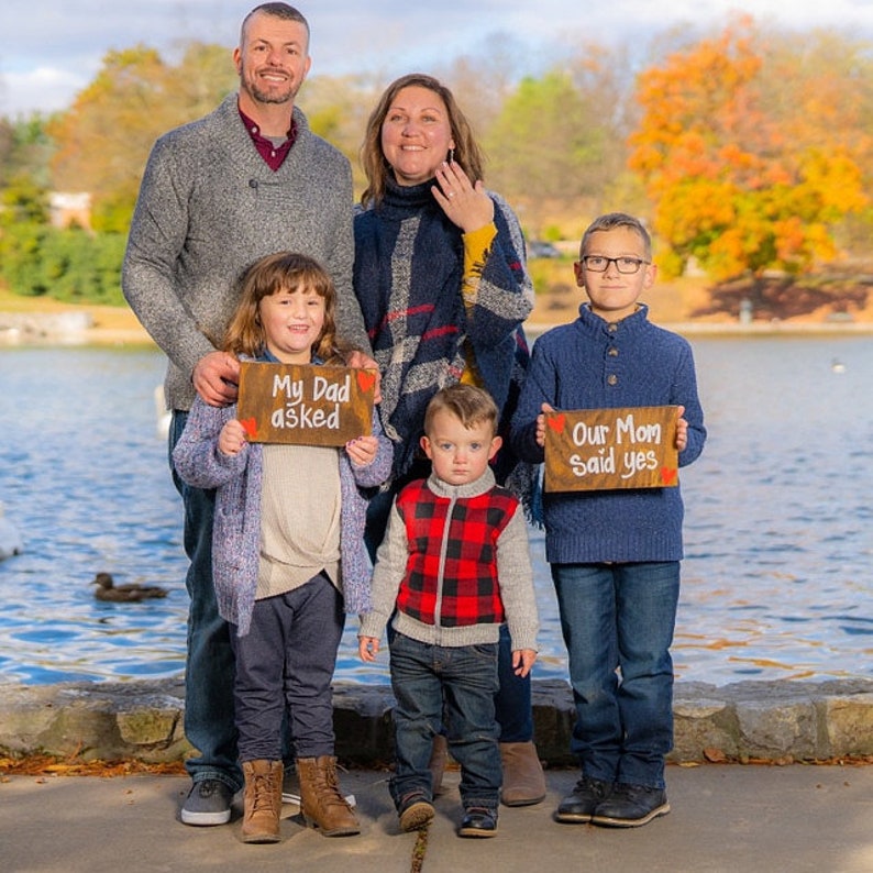 Blended Family Engagement Photo Prop Sign: Custom Wooden Announcement ...