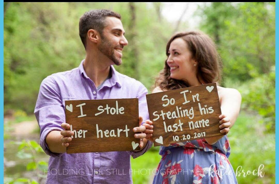 Custom Engagement Photo Props: Hand-painted Wood Save the Date Signs ...