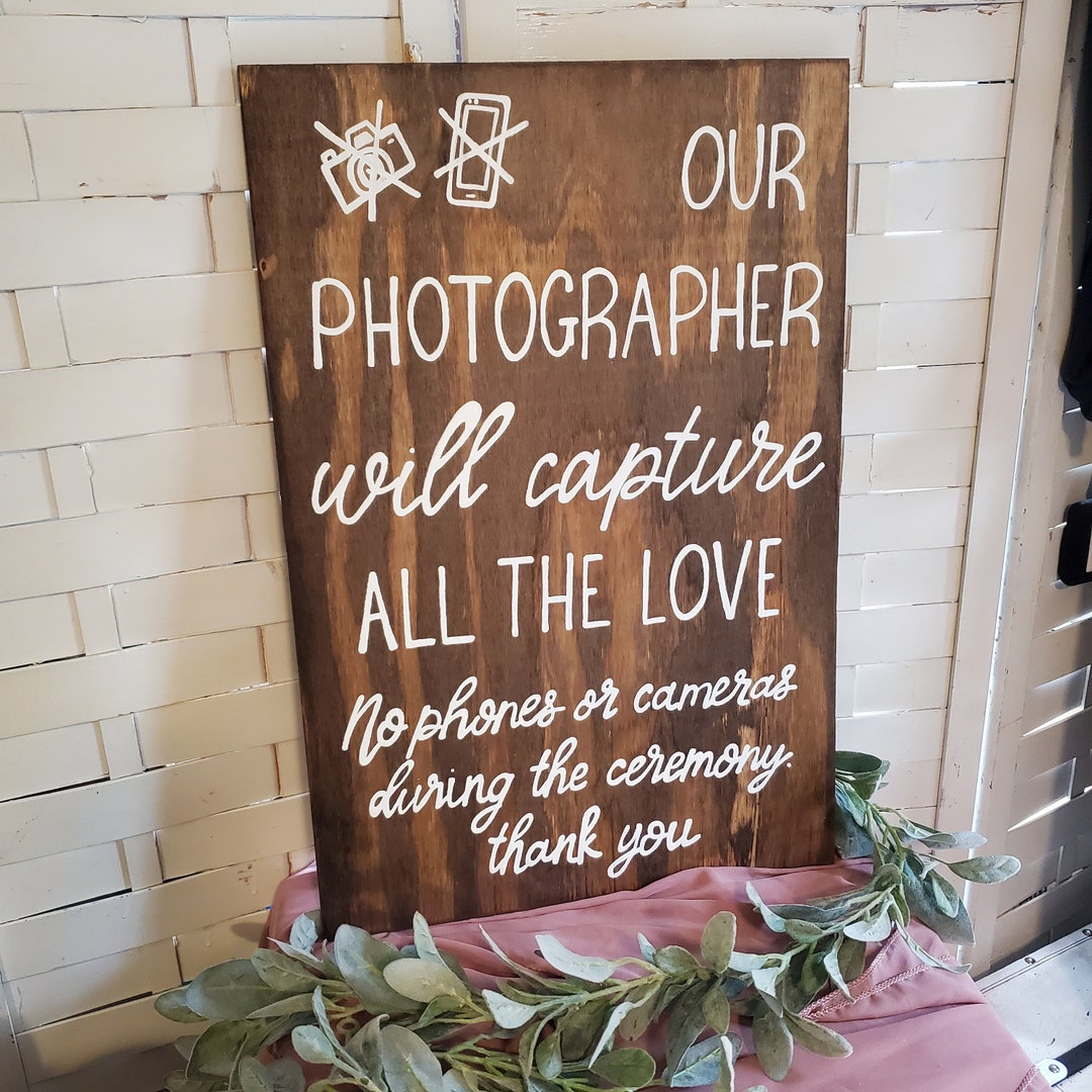 Unplugged Wedding Sign, No Phones During Ceremony Sign, No Cameras, Our ...