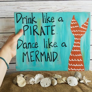 Mermaid Sign, Pool Tiki Bar Sign, Beach Sign, Beach Decor, Drinking ...