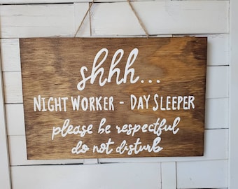Night Shift Worker Sign - Etsy