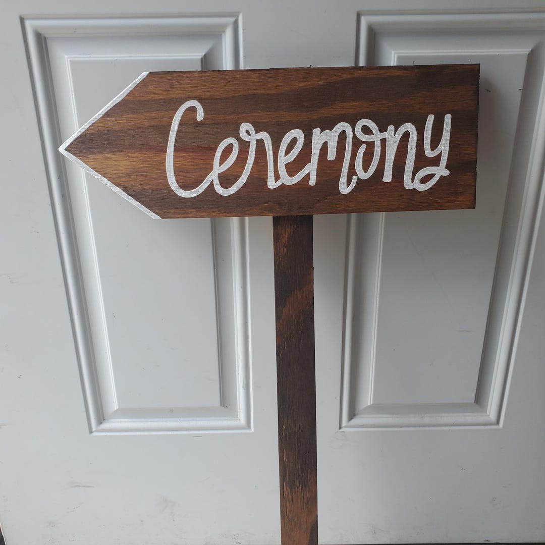 Wedding Sign on Stake, Directional Sign, Turn This Way, Ceremony Sign ...