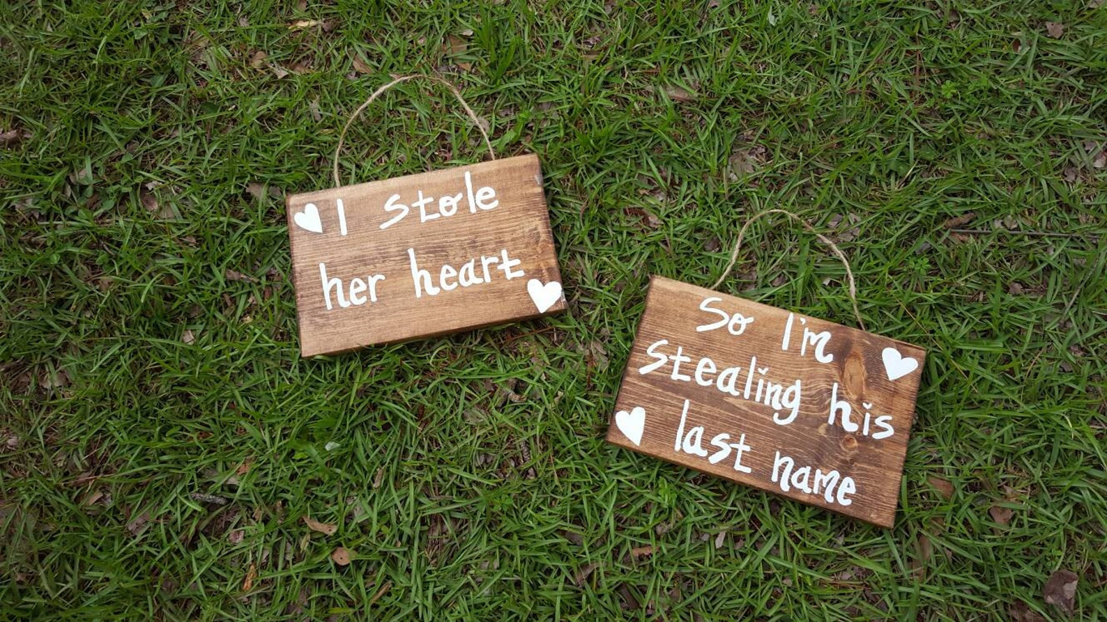 Couples Engagement Signs I Stole Her Heart I'm Stealing - Etsy