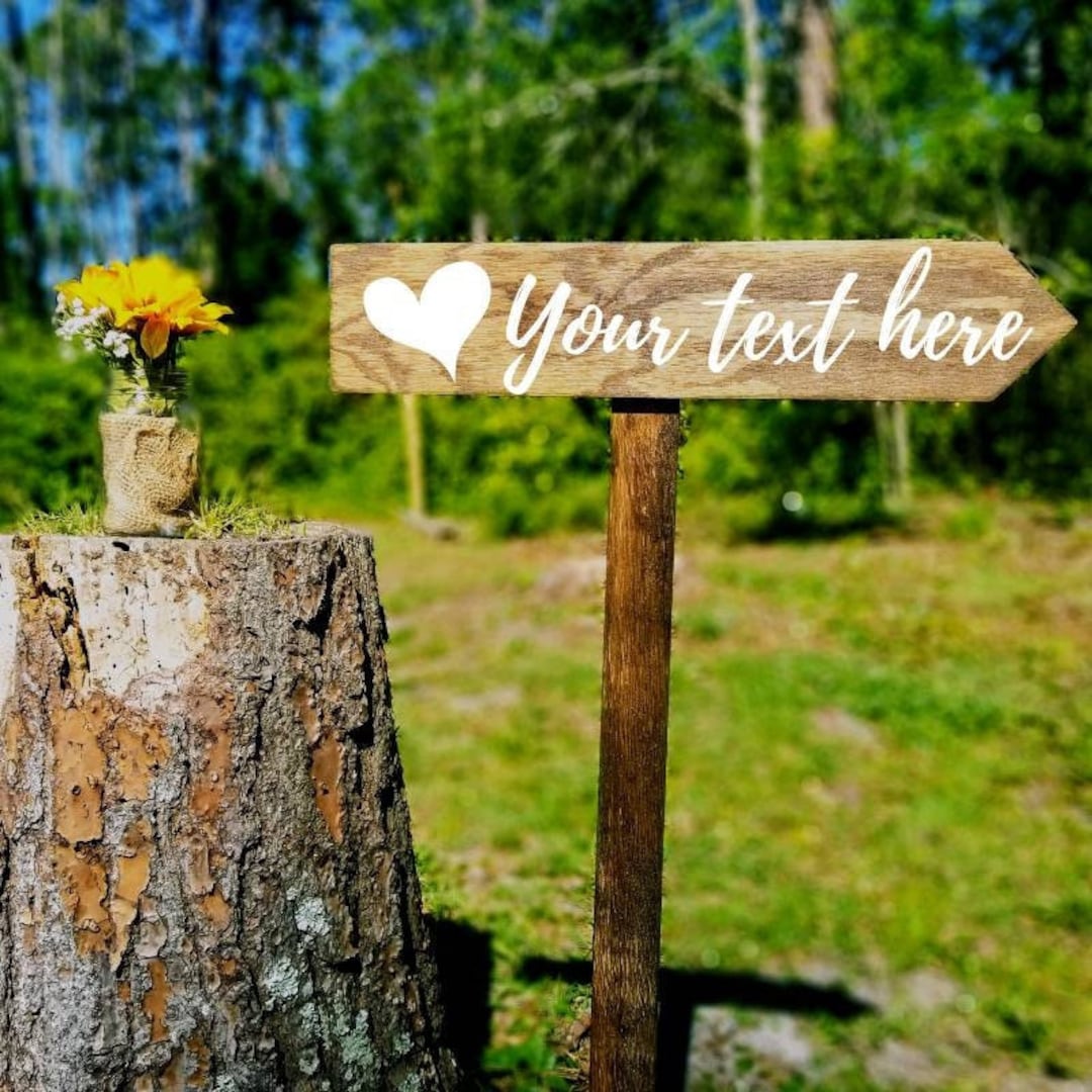 Custom Rustic Wood Wedding Sign on Stake: Outdoor Ceremony Decor - Etsy