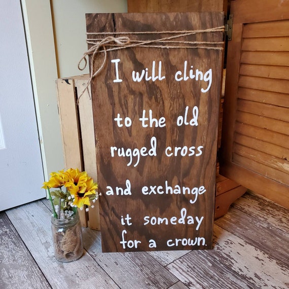 Old Rugged Cross Sign Hymn Wall Art Christian Signs | Etsy