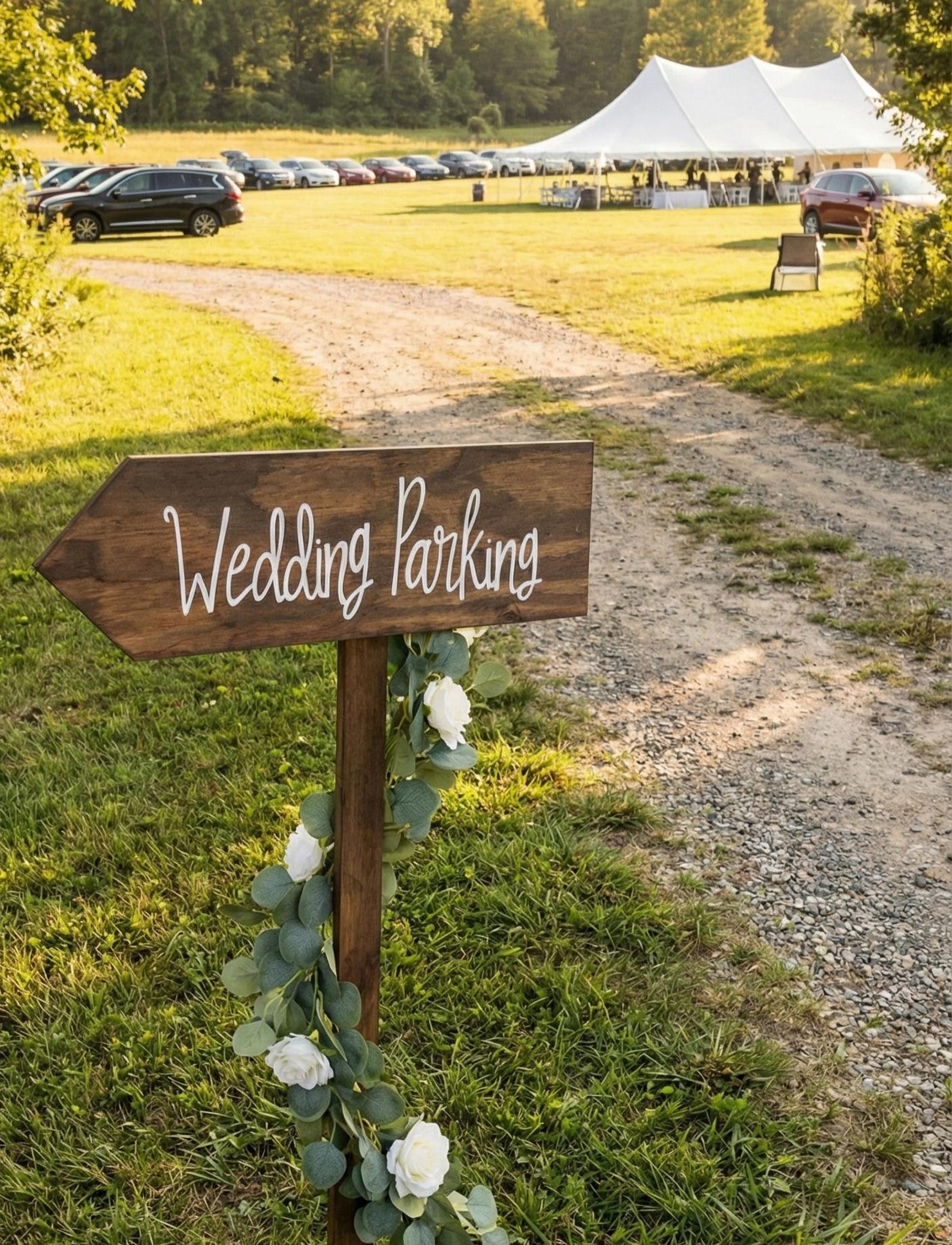 Custom Wood Wedding Directional Sign on Stake, Rustic Ceremony Decor ...