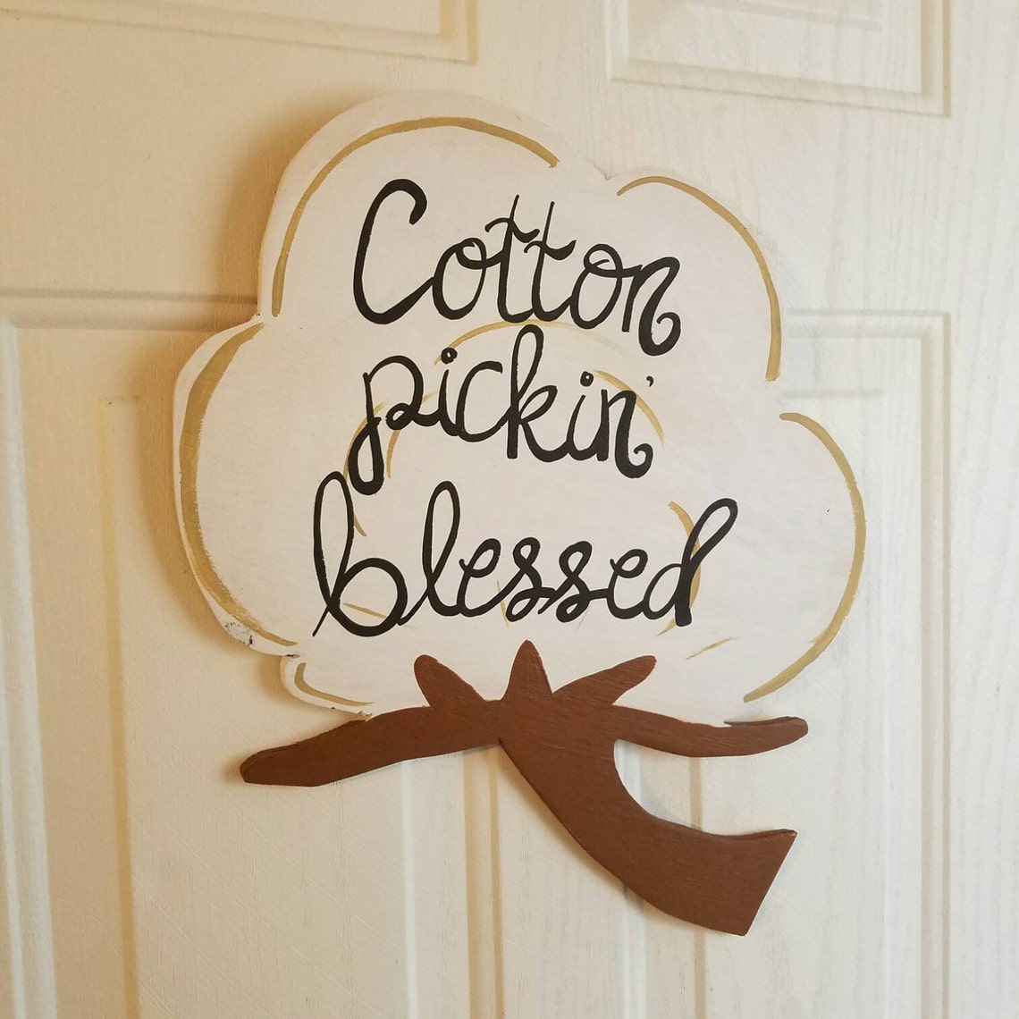 Southern Door Hanger Cotton Door Sign Cotton Pickin Blessed | Etsy