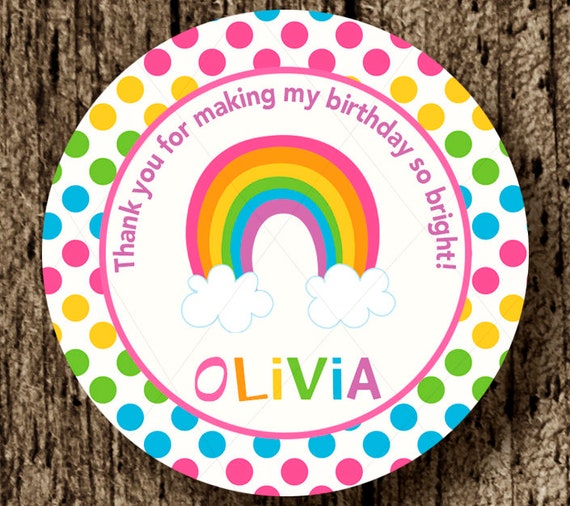 Rainbow sticker rainbow label girl rainbow thank you tag | Etsy