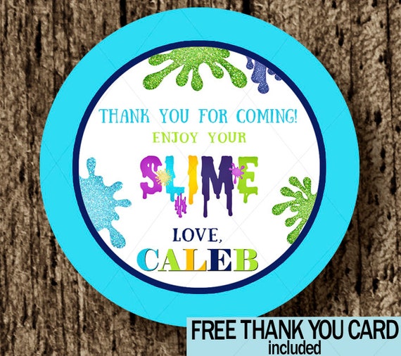 Slime Party Sticker Boy Slime Label Slime Thank You Tag - Etsy