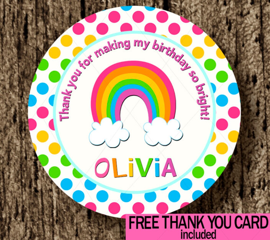 Rainbow Sticker Rainbow Label Girl Rainbow Thank You Tag - Etsy