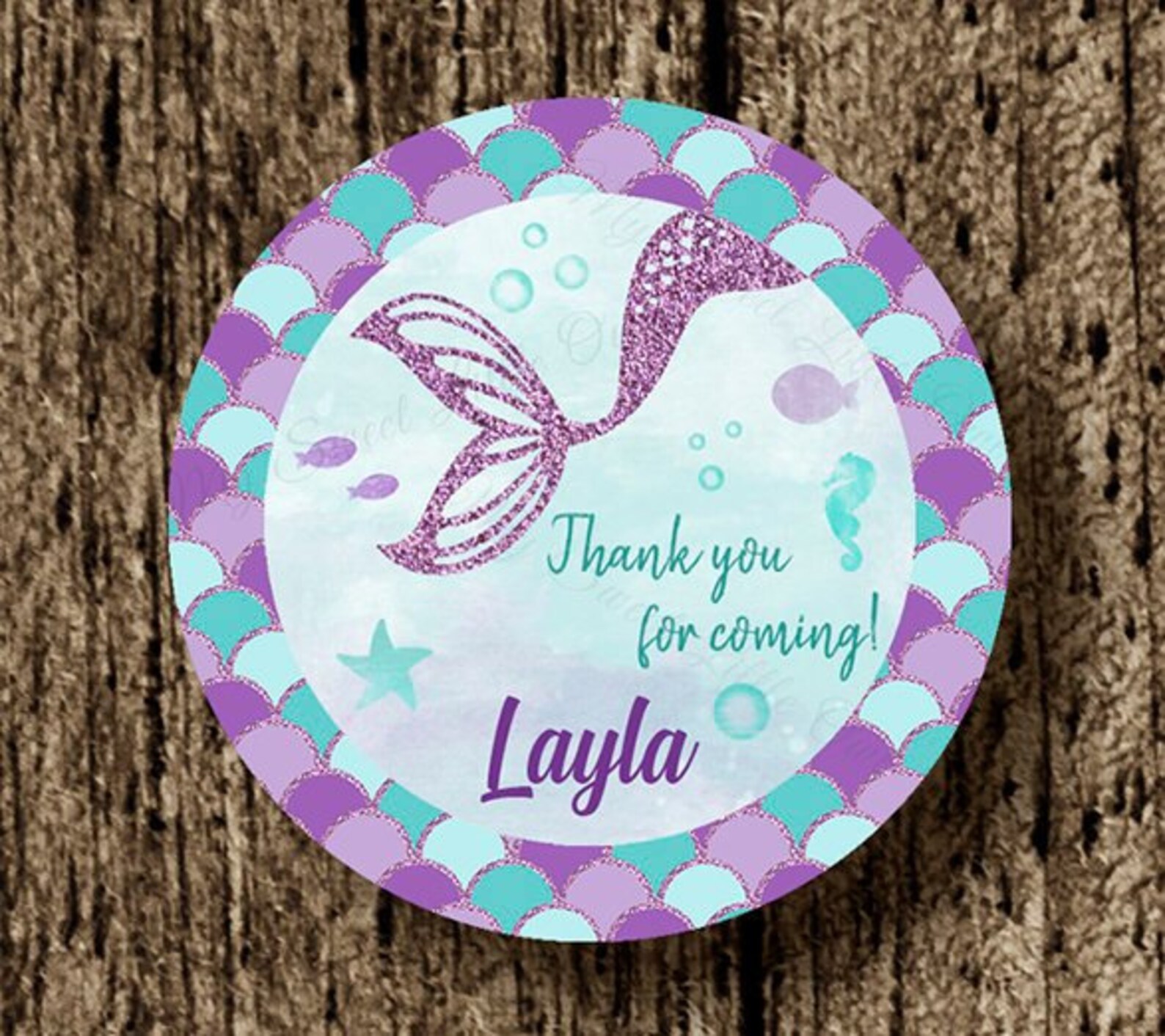 Sticker sirena sirenita cumpleaños niña archivos digital | Etsy