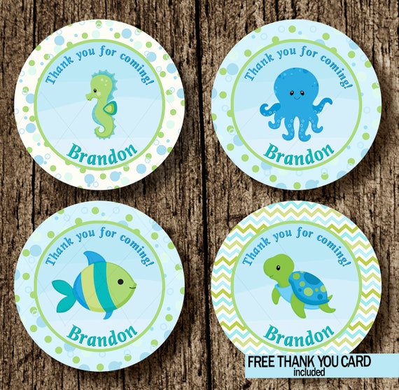 Under the sea sticker - octopus thank you tag - fish printable - under ...