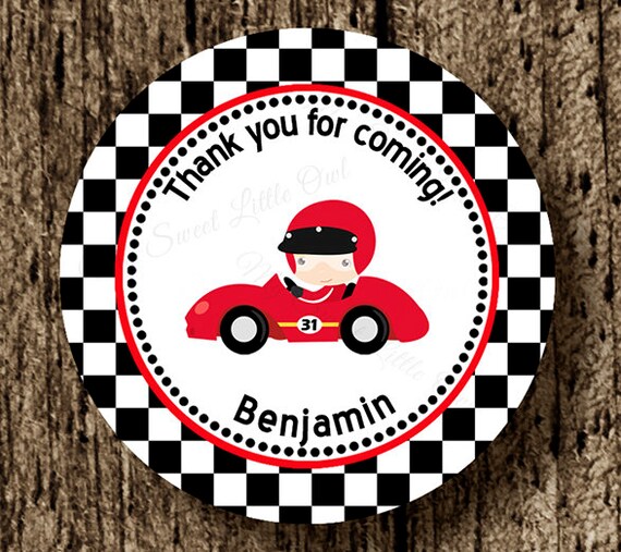 Race Car favor sticker - car thank you tag - transportation printable ...