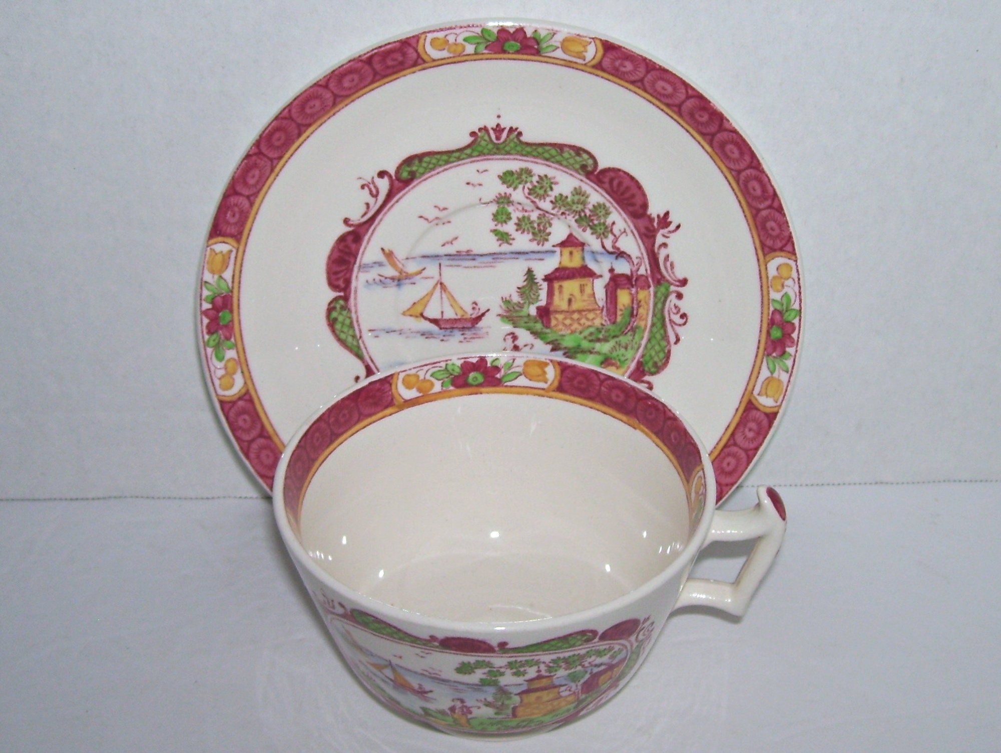 Copeland Spode England Cup and Saucer Oriental Scene Boats | Etsy