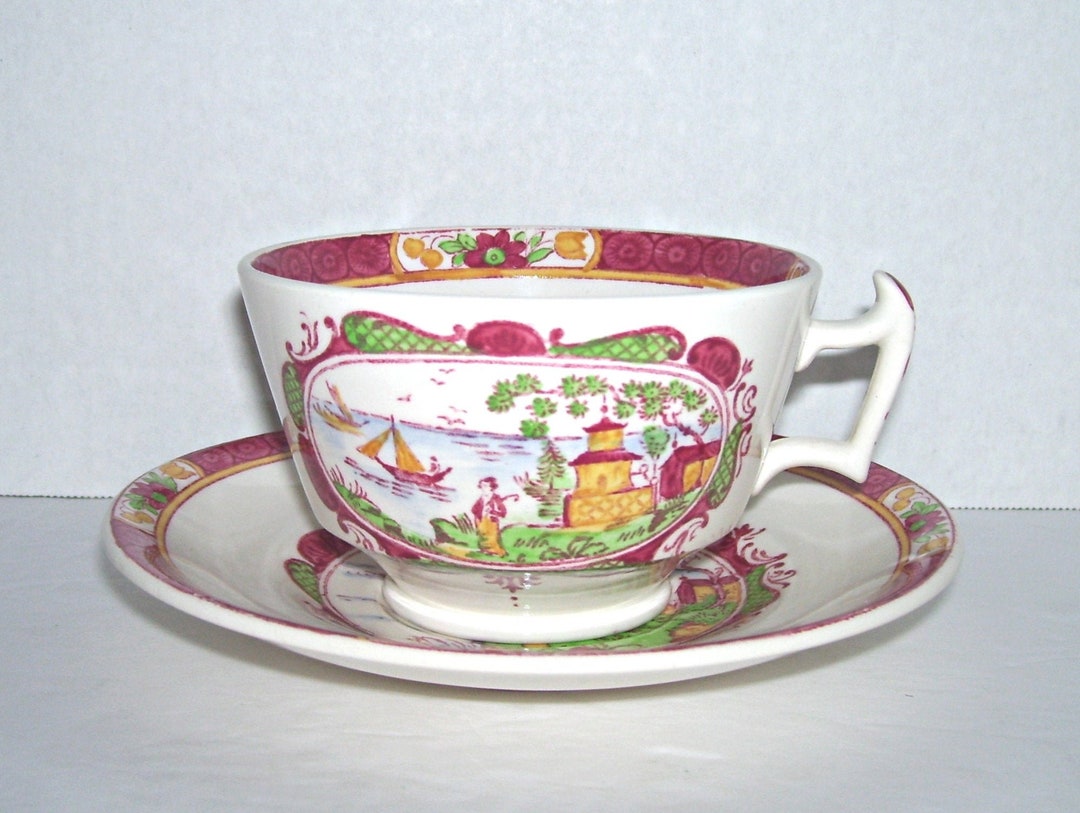 Copeland Spode England Cup and Saucer Oriental Scene Boats - Etsy