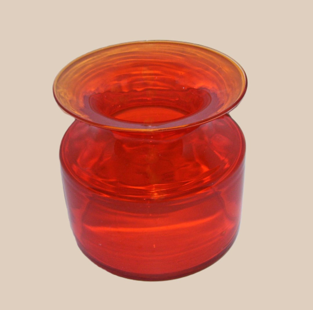 Vintage Orange Glass Vase Spittoon Shape Mid Century Modern Approx 6 ...