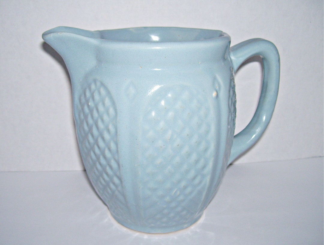 Robinson Ransbottom Pottery Quilted Diamond Blue Pitcher Jug RRP 6.75 ...