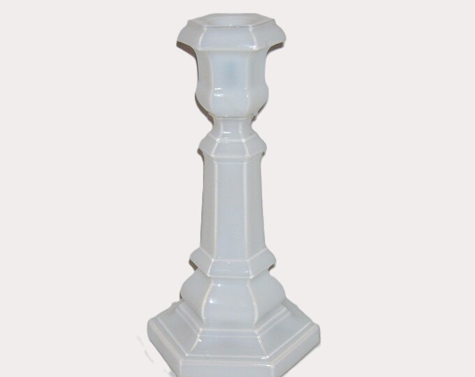 Antique Glass Candlestick Alabaster Clambroth Hexagonal Boston Sandwich ...