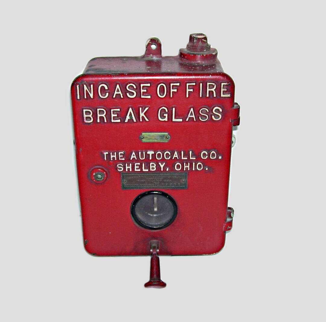 Vintage Autocall Fire Alarm Pull Box Private Station Break Glass Intact ...