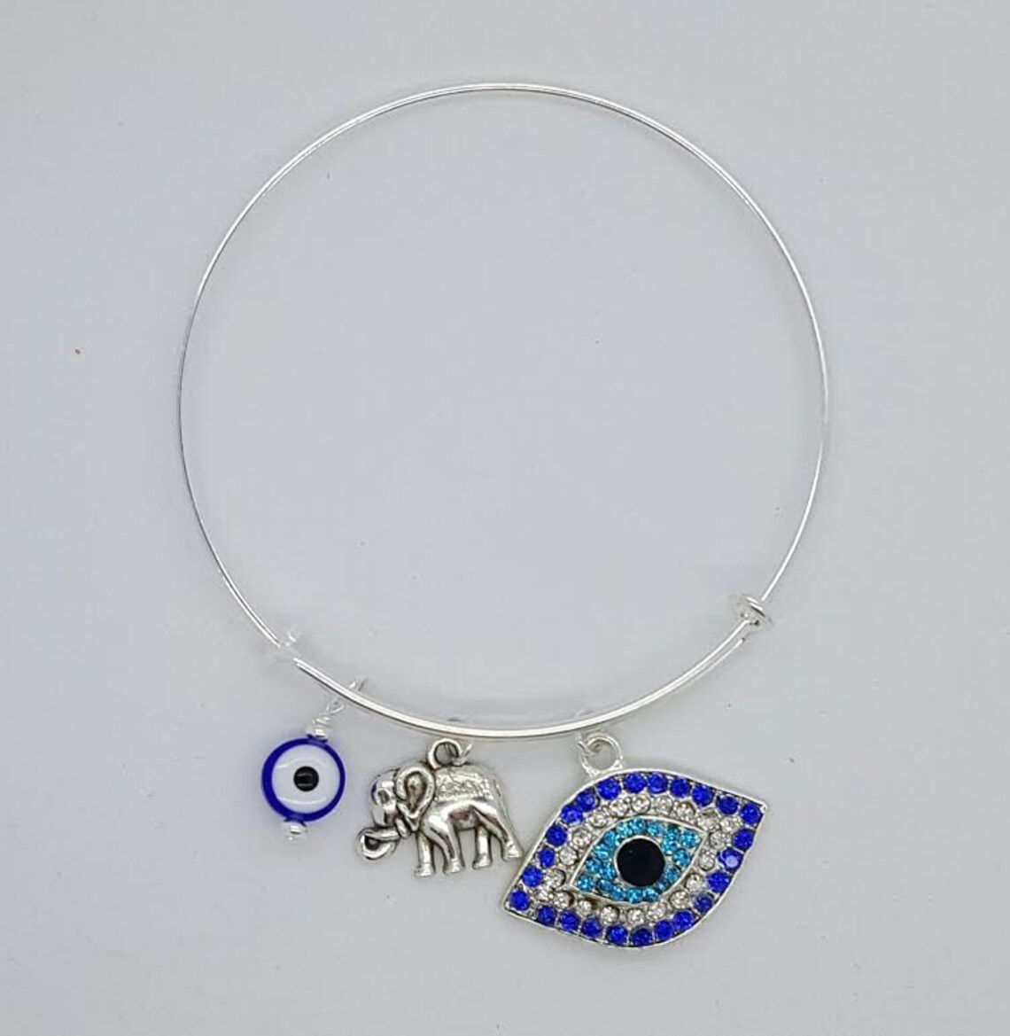 Evil Eye Silver Womens Bangle Bracelet, Evil Eye Blue Bracelet, Evil ...