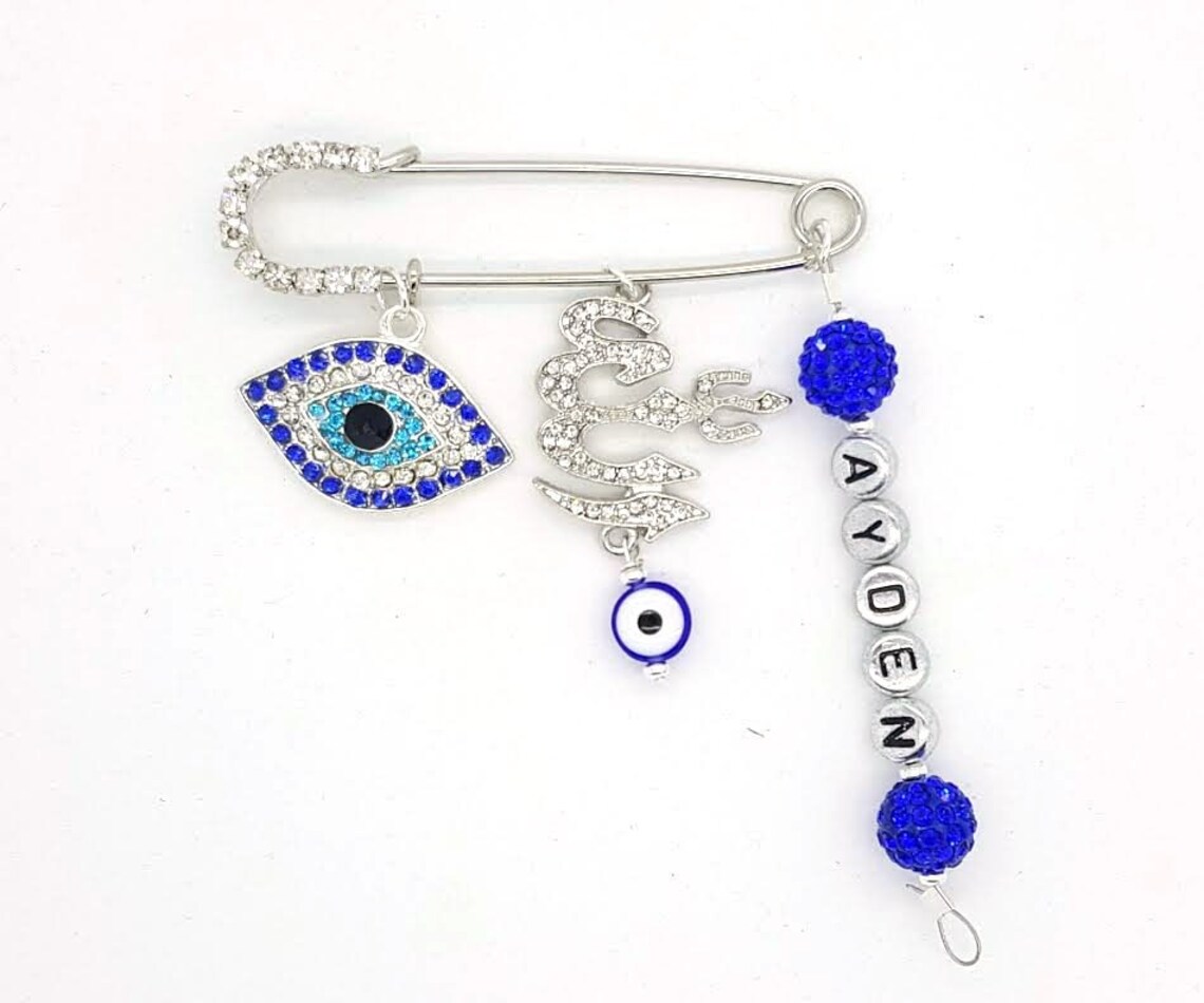 Allah Stroller Pin, Evil Eye Baby Pin, Allah Charm, Baby Safety Pin ...