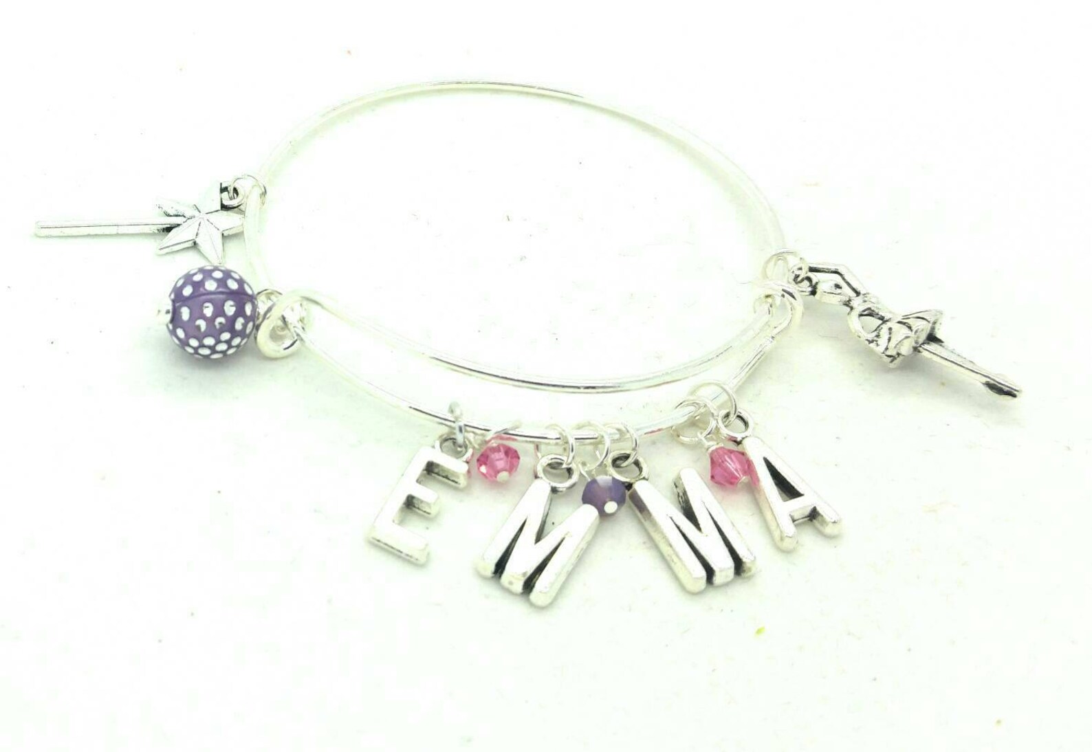 Girls Name Bracelet Girl Name Bangle Girls Charm Bracelet - Etsy