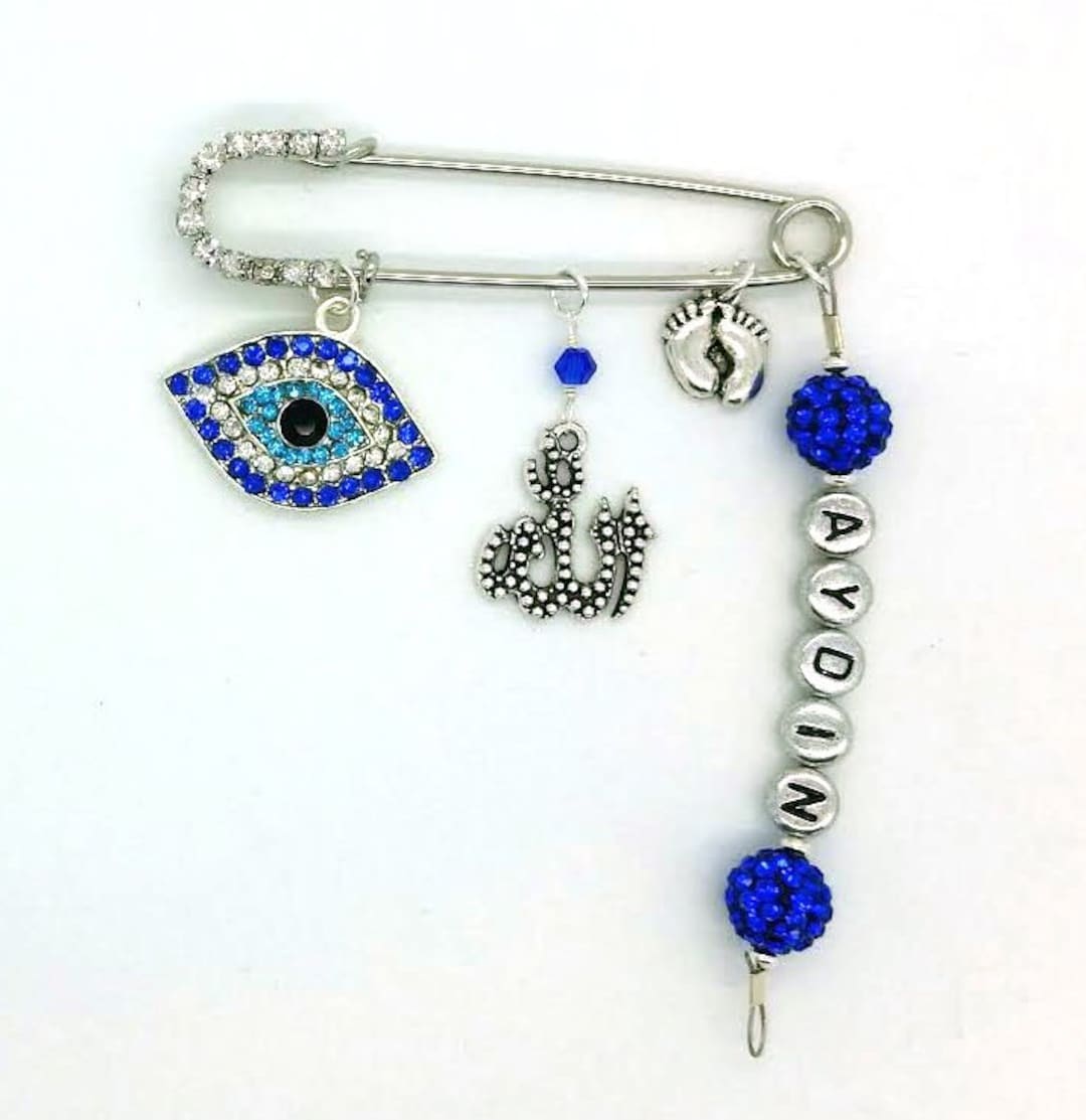 Allah Stroller Pin, Evil Eye Baby Pin, Allah Pin, Allah Charm, Muslim ...