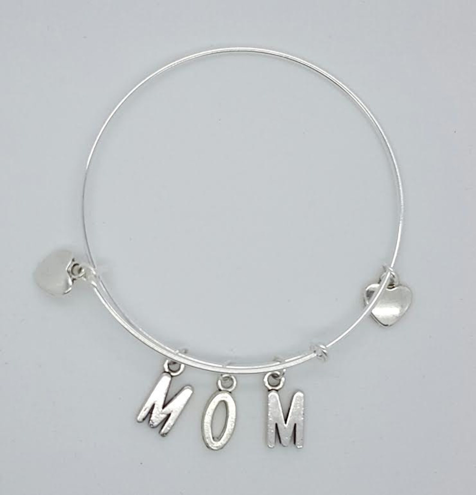 Mom Silver Bangle Mom Charms Bangle Mothers Day Gift Mom to - Etsy