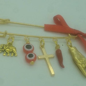 Italian Red Pepper Pin, Malocchio Pin, Mano Cornuta Safety Pin, Italian ...
